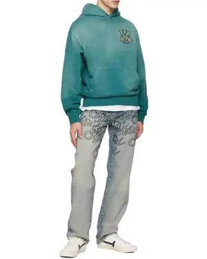 Amiri Logo Embroidered Distressed Hoodie