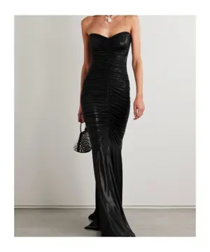 Norma Kamali Strapless Shirred Gown With Fishtail Skirt - Black