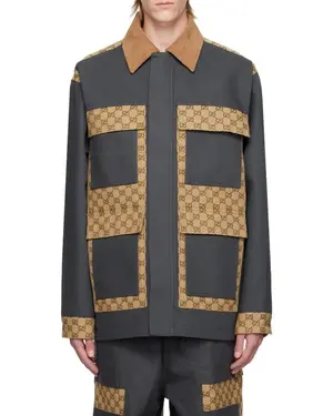 Gucci Monogrammed Corduroy Collared Overshirt
