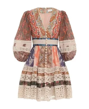Zimmermann Devi Spliced Billow Mini Dress