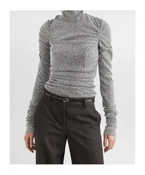 Dolce & Gabbana Draped Sequined Turtleneck Top