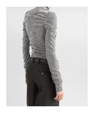 Dolce & Gabbana Draped Sequined Turtleneck Top