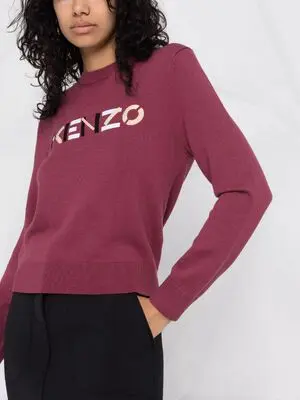 Kenzo Embroidered Logo Wool Jumper - Red
