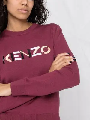 Kenzo Embroidered Logo Wool Jumper - Red