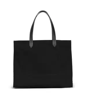 Balmain B-army 42 Monogrammed Canvas And Smooth Leather Tote Bag - Black