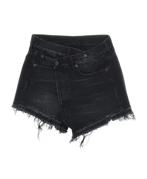 R13 Cross-designed Denim Shorts With Frayed Hem - Black