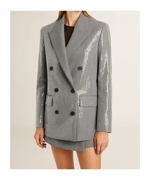 GOLDEN GOOSE Double-breasted Sequinned Houndstooth Jacket