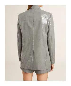 GOLDEN GOOSE Double-breasted Sequinned Houndstooth Jacket