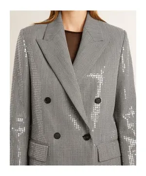 GOLDEN GOOSE Double-breasted Sequinned Houndstooth Jacket