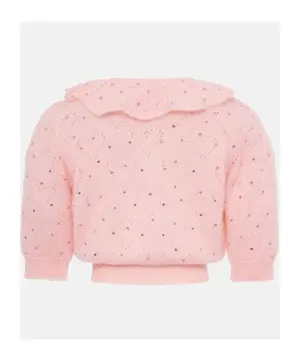 Alessandra Rich Embellished Puff Sleeve Knit Top - Pink