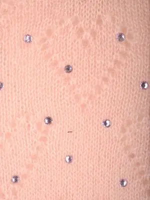 Alessandra Rich Embellished Puff Sleeve Knit Top - Pink