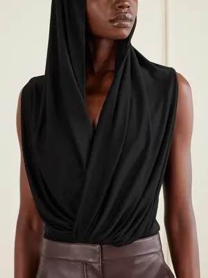 Alaïa Gathered Waist Bodysuit With Hood