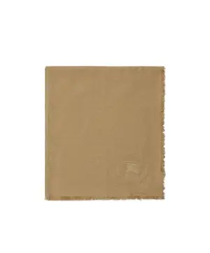Burberry Wide Check Wool Silk Scarf - Sand