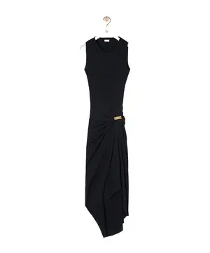 Loewe Ribbed Midi Tank Dress With Asymmetrical Draping