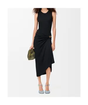 Loewe Ribbed Midi Tank Dress With Asymmetrical Draping