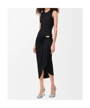 Loewe Ribbed Midi Tank Dress With Asymmetrical Draping