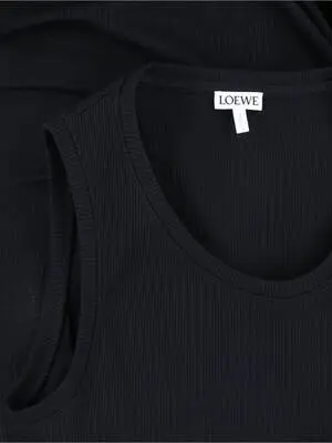 Loewe Ribbed Midi Tank Dress With Asymmetrical Draping