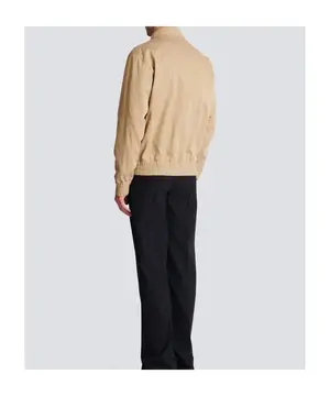 Balmain Logo Embroidered Bomber Jacket - Beige