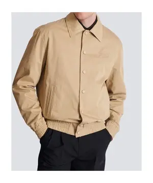 Balmain Logo Embroidered Bomber Jacket - Beige