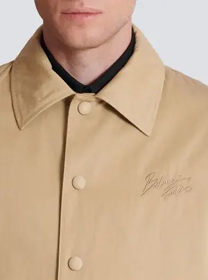 Balmain Logo Embroidered Bomber Jacket - Beige