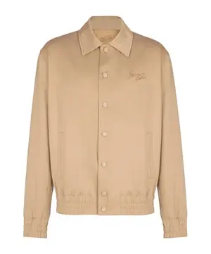 Balmain Logo Embroidered Bomber Jacket - Beige