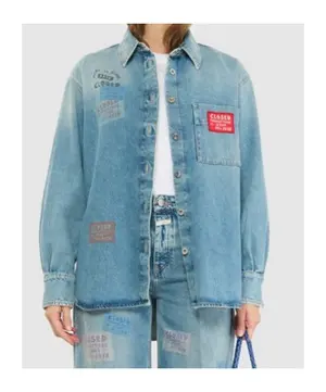 Closed Oversized Printed Denim Shirt