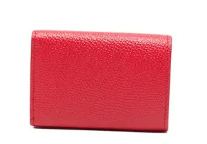 Valentino Garavani V- Logo Pebble-grain Logo Wallet - Red