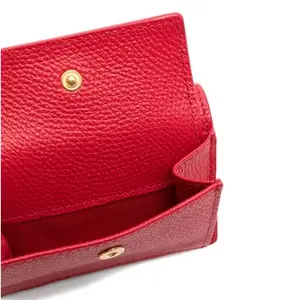 Valentino Garavani V- Logo Pebble-grain Logo Wallet - Red