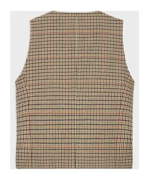 Celine Double-breasted Houndstooth Wool Vest
