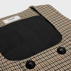 Celine Double-breasted Houndstooth Wool Vest