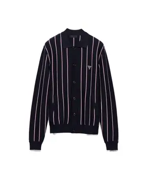 Prada Striped Wool Cardigan - Blue