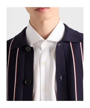 Prada Striped Wool Cardigan - Blue