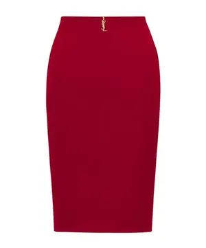 Saint Laurent Mid-rise Pencil Skirt - Rouge