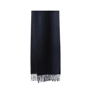 Max Mara Logo Embroidered Fringe Scarf - Black