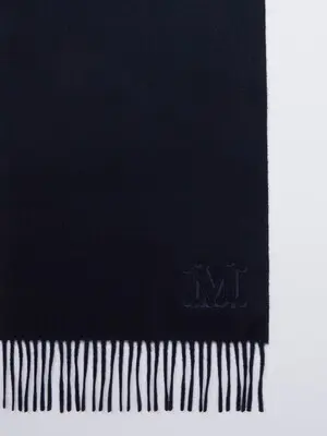 Max Mara Logo Embroidered Fringe Scarf