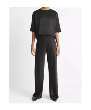 Vince Satin Short Sleeve Top