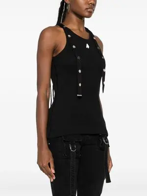 Attico Ribbed Tank Top With Logo Hardware - No