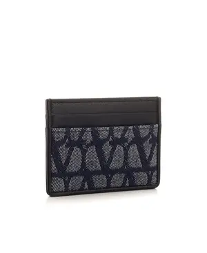 Valentino Garavani Logo Monogrammed Denim Cardholder