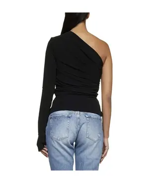Dsquared2 One-shoulder Long-sleeve Top With Logo Detail