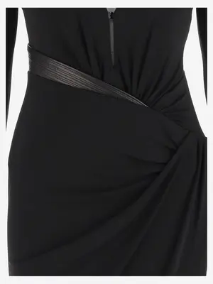 Versace Long-sleeved V-neck Dress With Belt