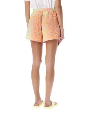 Stella McCartney Curved Hem Slogan Printed Shorts