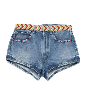 Alanui Beaded Trim Denim Shorts