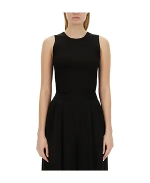 Fabiana Filippi Crewneck Ribbed Knit Tank - Black