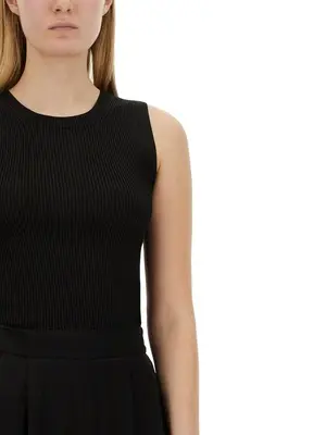 Fabiana Filippi Crewneck Ribbed Knit Tank - Black