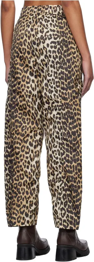 GANNI Leopard Print Cargo Trousers - Leopard Color