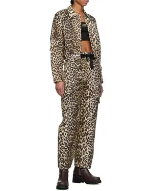 GANNI Leopard Print Cargo Trousers - Leopard Color