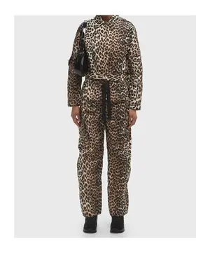 GANNI Leopard Print Cargo Trousers - Leopard Color