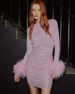 SELF-PORTRAIT Embellished Feather Cuff Mini Dress
