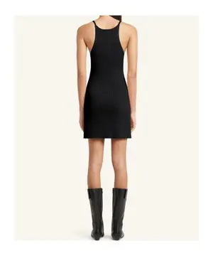 COURREGES Ribbed-knit A-line Dress - Black