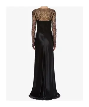 Alberta Ferretti Glossy Satin And Lace Gown